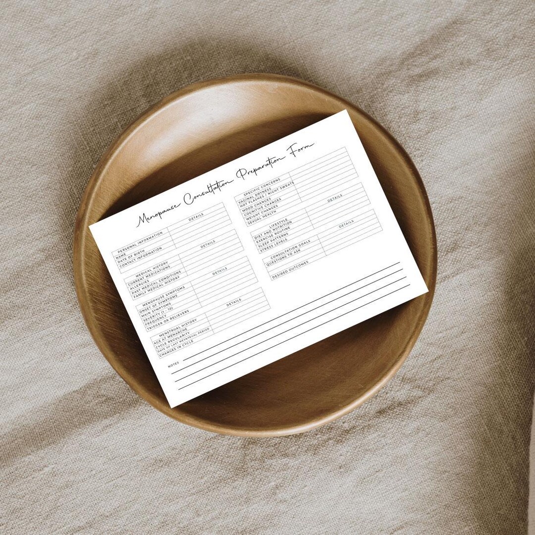 Menopause Consultation Form, Medical Appointment Notes, General ...