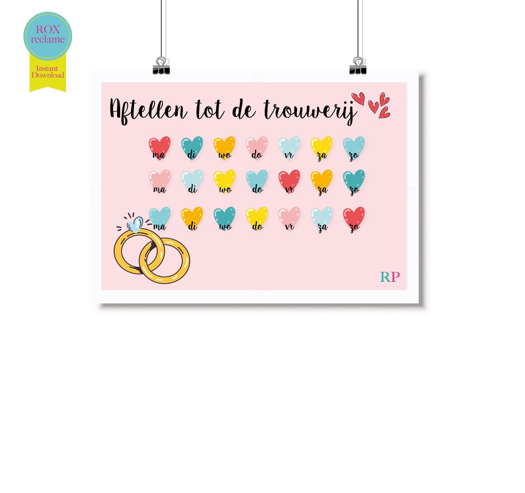Wedding Countdown Printable, Say I Do, Printable Wedding Tracker Chart ...