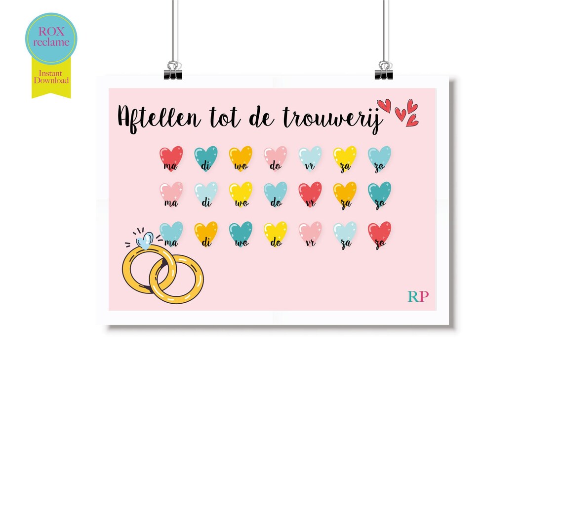 Wedding Countdown Printable, Say I Do, Printable Wedding Tracker Chart ...