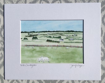 Irish Sheep Art Print of Original Oil Painting 8.5x11 Inches Landscape ...