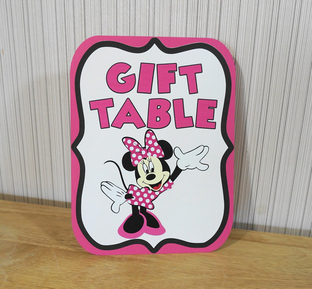 Minnie Mouse Birthday Party Sign, PINK Gift Table Sign Party Decoration ...