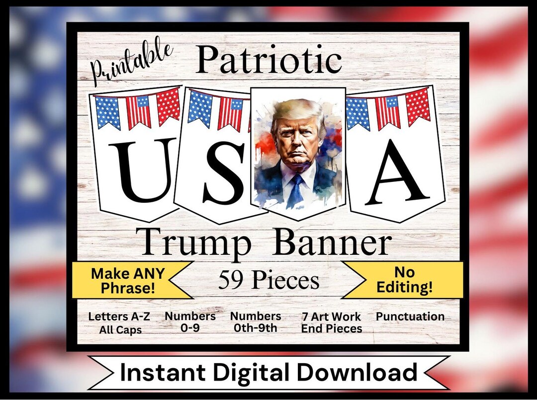 DIY Trump MAGA 2024 Patriotic Banner 4th of July Fathers Day Election ...