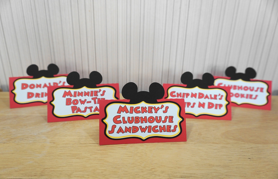 Mickey Mouse Birthday Place Cards Food Labels Party Decoration - Etsy