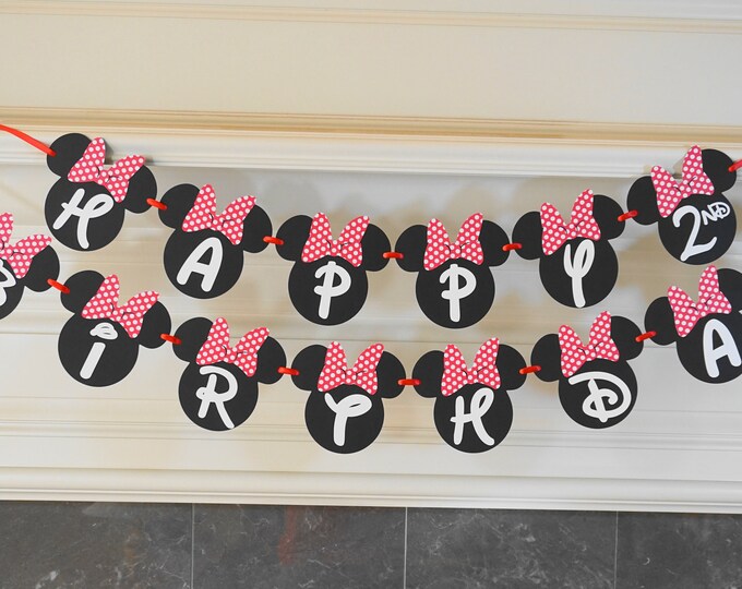Minnie Mouse Birthday Banner Party Decorations With Red or - Etsy