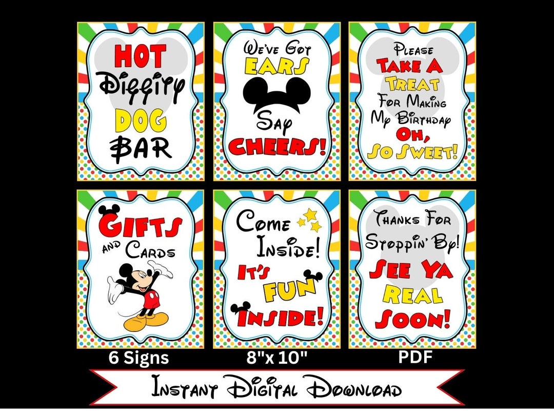 INSTANT DOWNLOAD Mouse Clubhouse Party Signs Printable Set of Six 8x10 ...