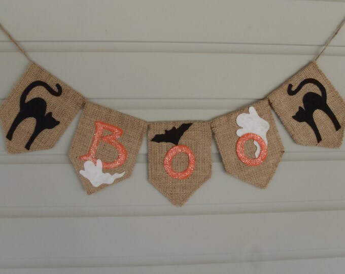 Halloween Boo Banner Burlap and Felt Handmade by Feistyfarmerswife - Etsy