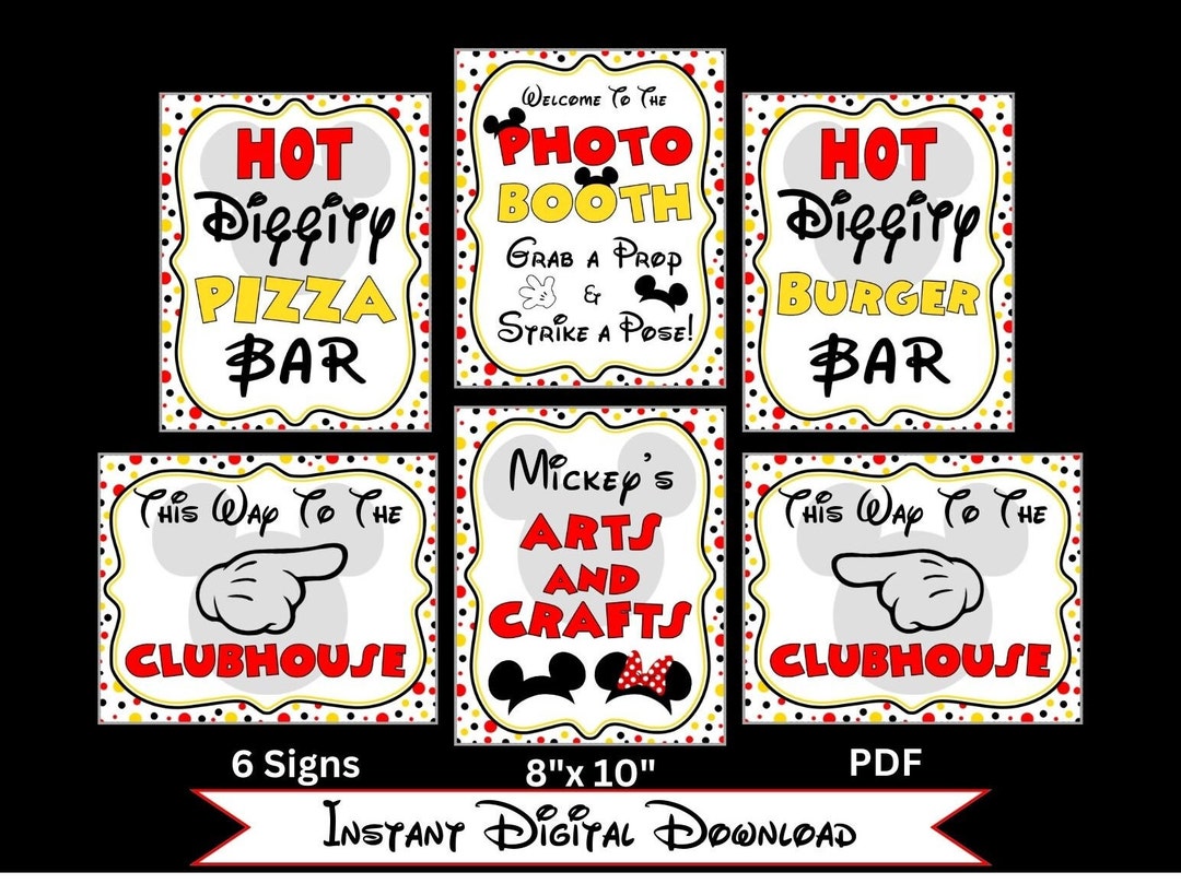 INSTANT DOWNLOAD Mouse Party Printable Set of 6 8x10 Party Signs by ...