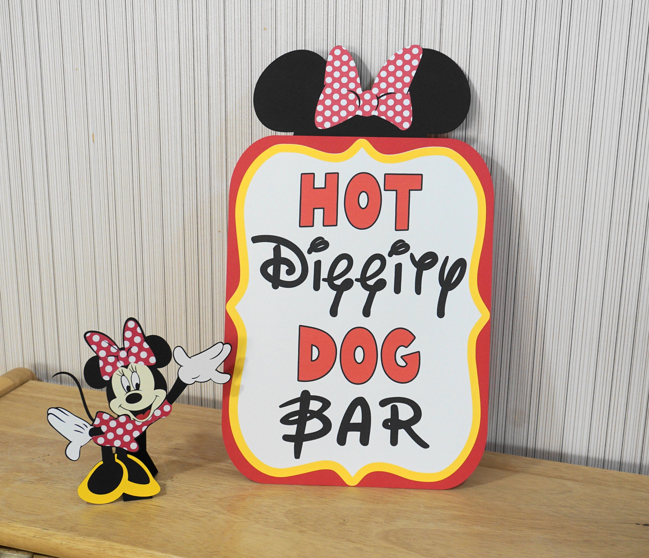 Minnie Mouse Birthday Hot Diggity Dog Bar Sign Hot Pink Party | Etsy