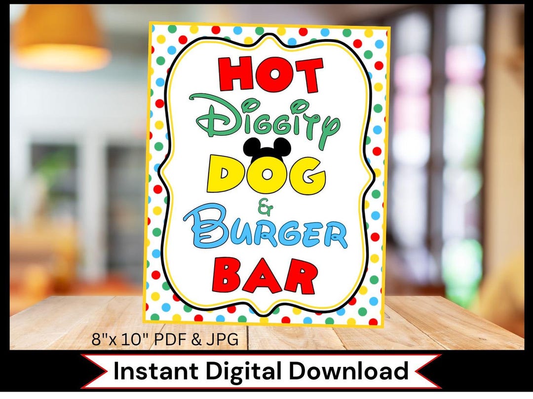 INSTANT DOWNLOAD Printable Mickey Mouse Clubhouse Party Hot Diggity Dog ...