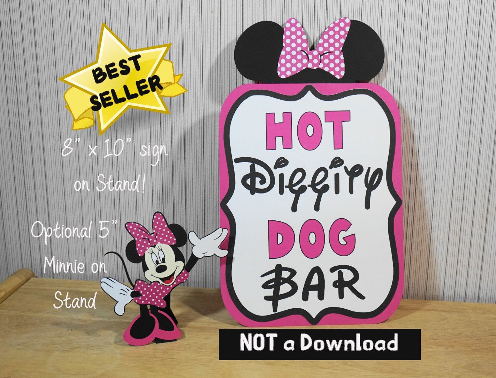 Minnie Mouse Birthday Hot Diggity Dog Bar Sign Hot Pink Party - Etsy