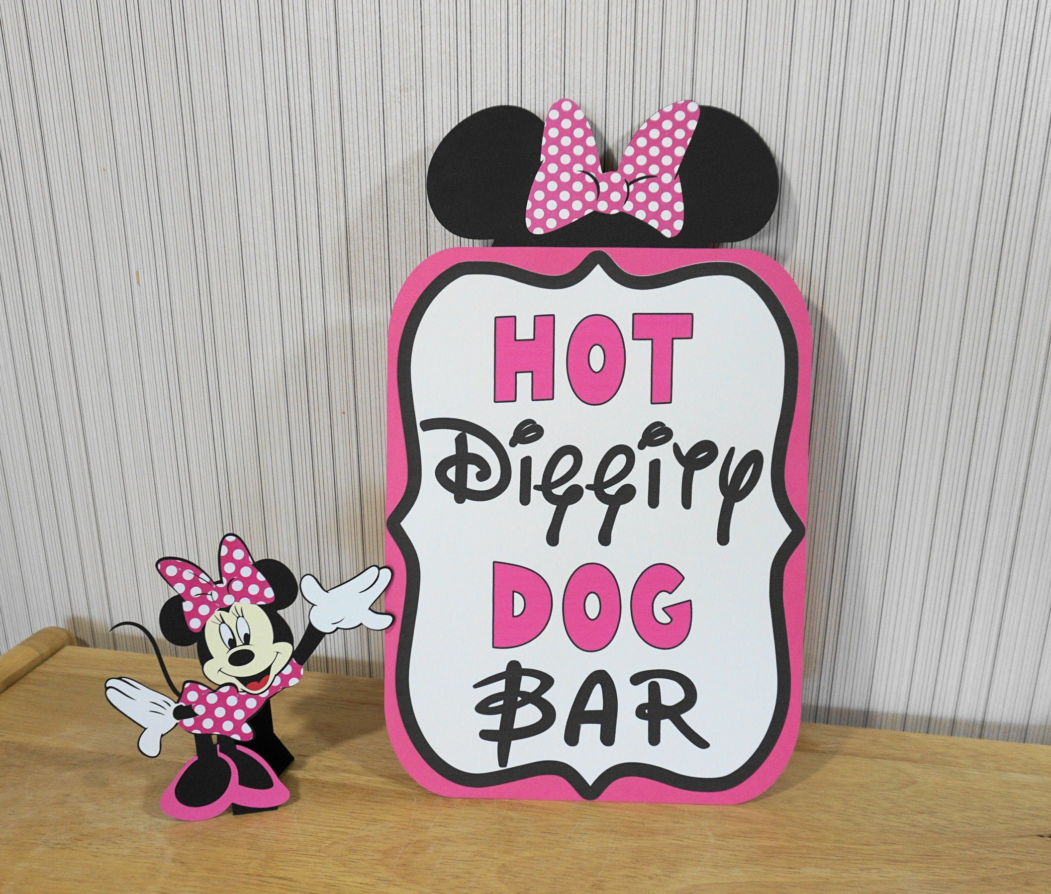 Minnie Mouse Birthday Hot Diggity Dog Bar Sign Hot Pink Party | Etsy