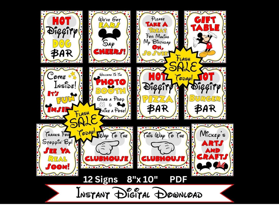 INSTANT DOWNLOAD Mouse Party Printable Set of 12 8x10 Party Signs by ...