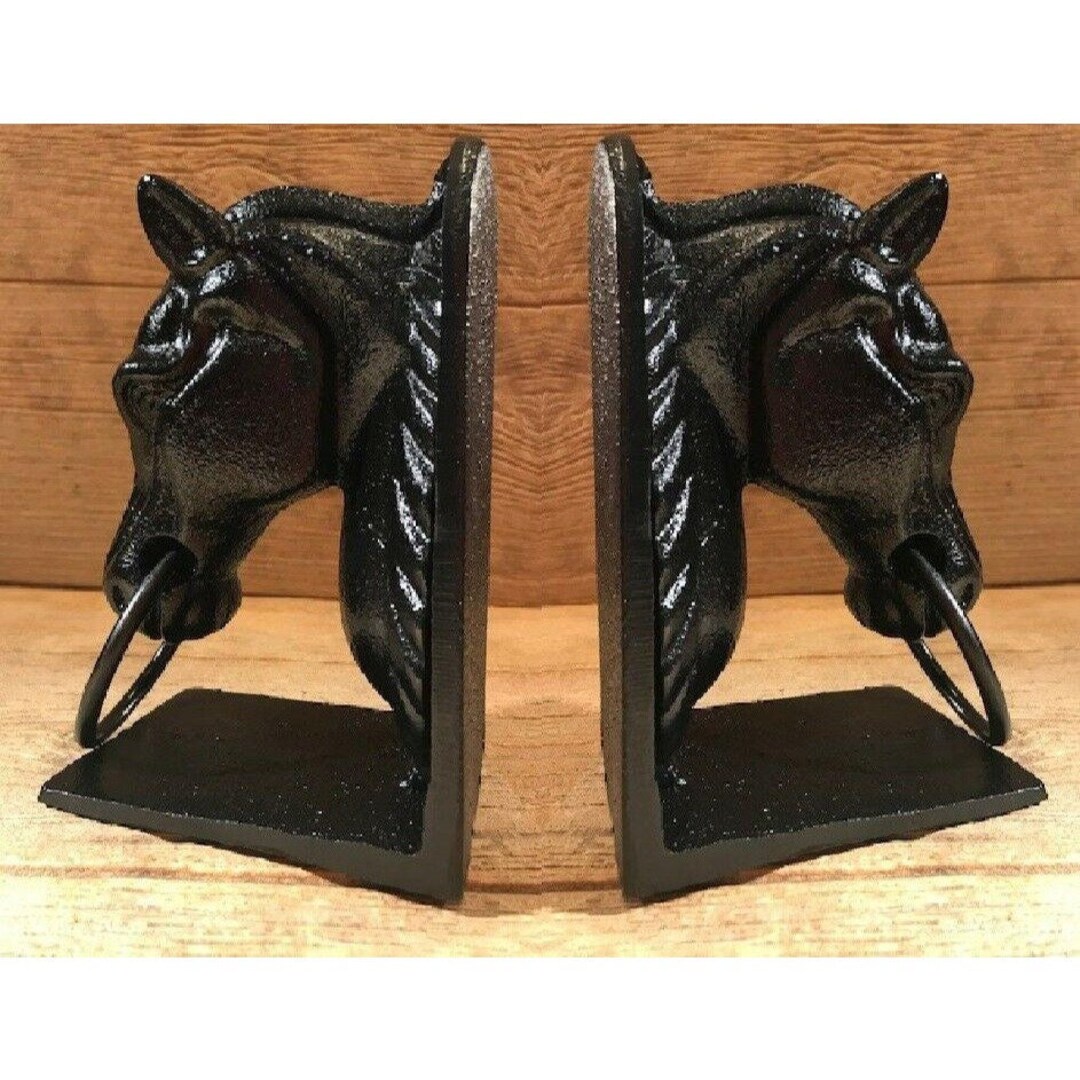 TWO 2 Black Cast Iron Horse Head Bookend one Set of Two - Etsy