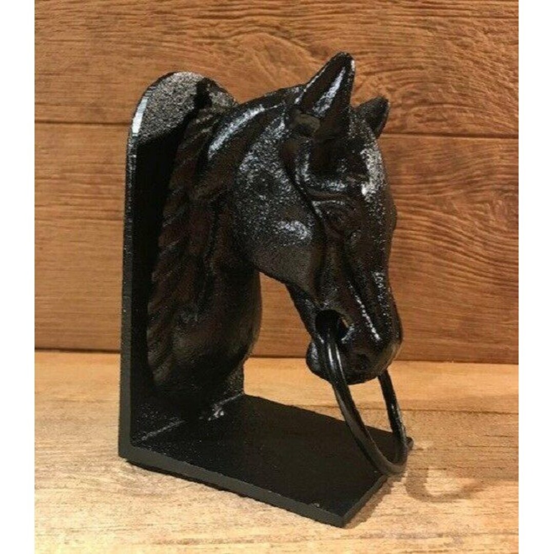 Cast Iron Black Stallion Horse Head Bookend 8 Tall by 4 - Etsy