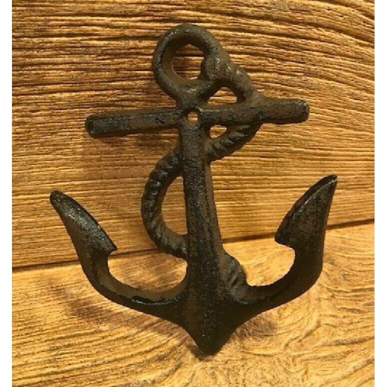 Set of FOUR 4 Cast Iron Anchor Small Hooks 5 1/4 Tall by 4 Wide Antique ...