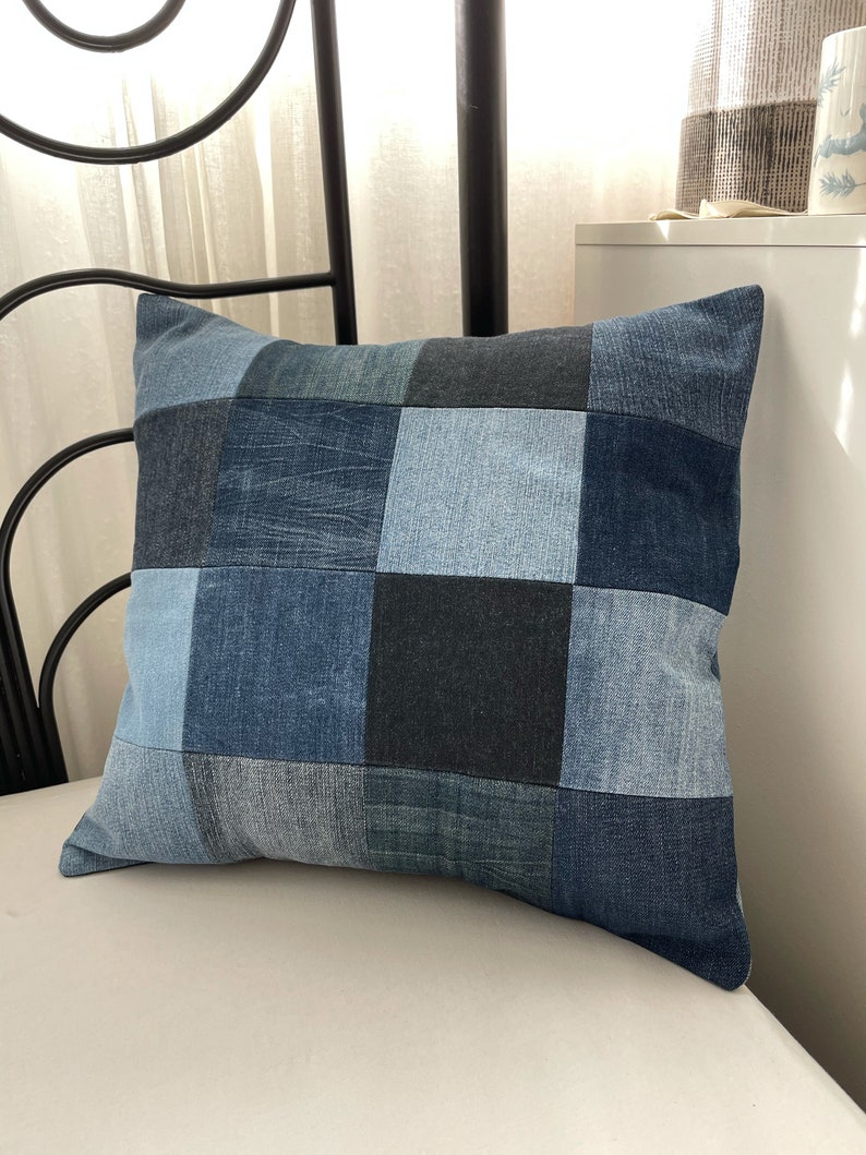 Patchwork Denim Cushion Cover, Denim Cushion Cover, Denim Cushion ...