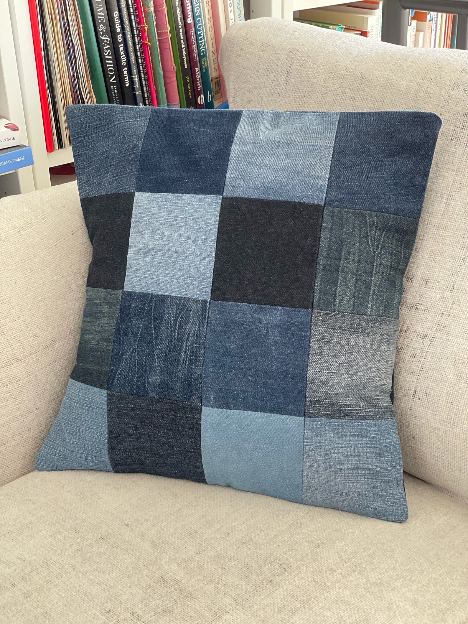 Patchwork Denim Cushion Cover, Denim Cushion Cover, Denim Cushion ...