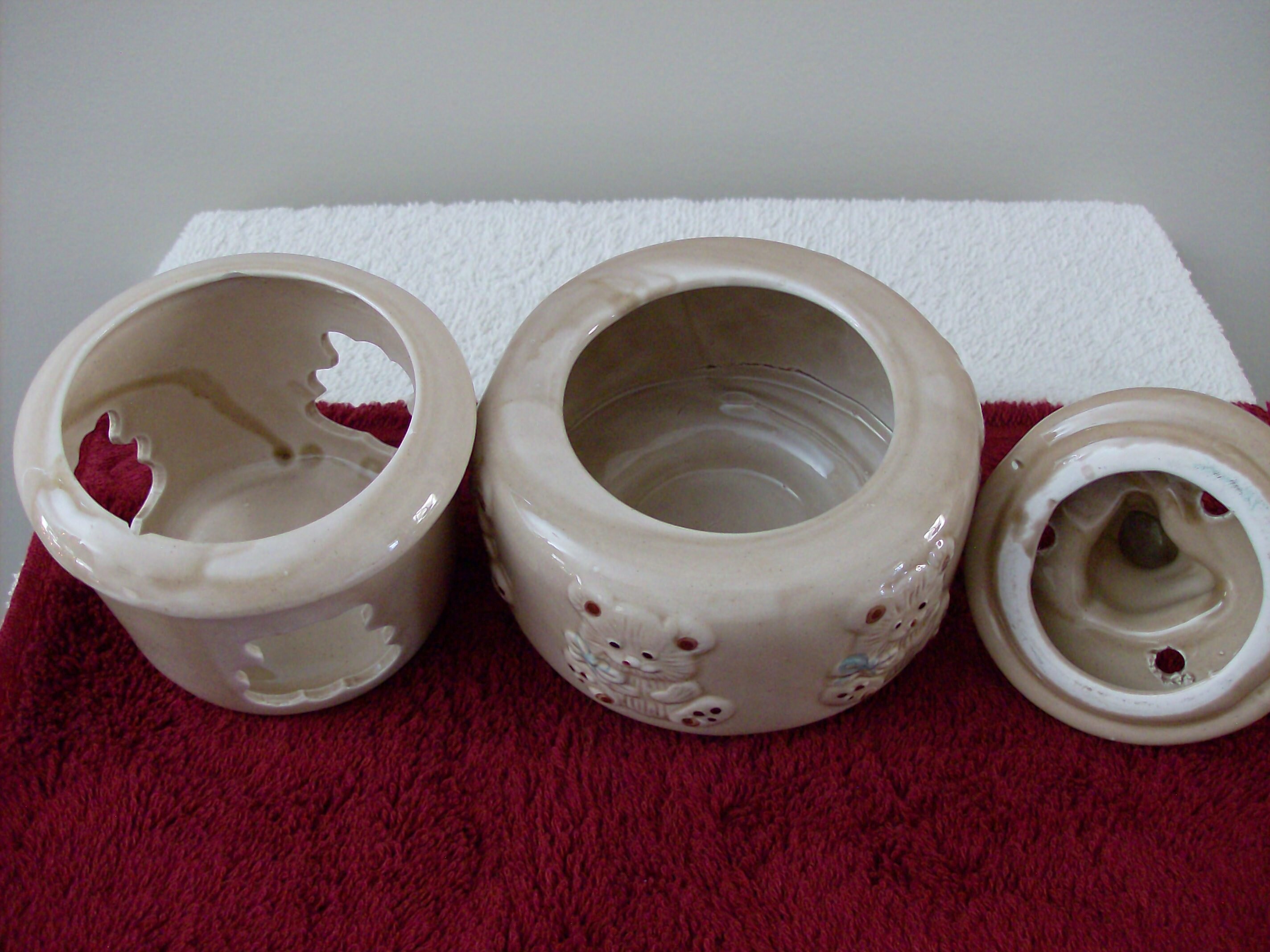 Vintage Ceramic Potpourri Warmer, Tea Light, Votive, Teddy Bear Theme ...