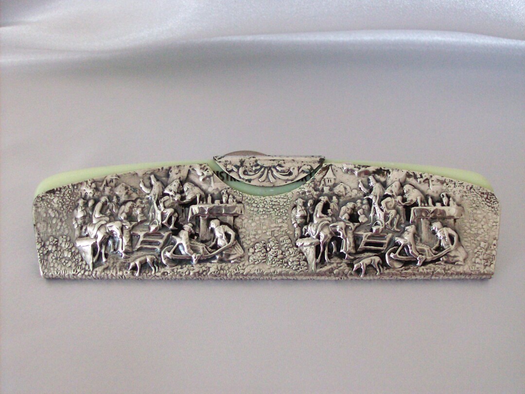 Hans Jensen Vintage Comb Holder, Silverplate, Denmark, Raised Relief ...
