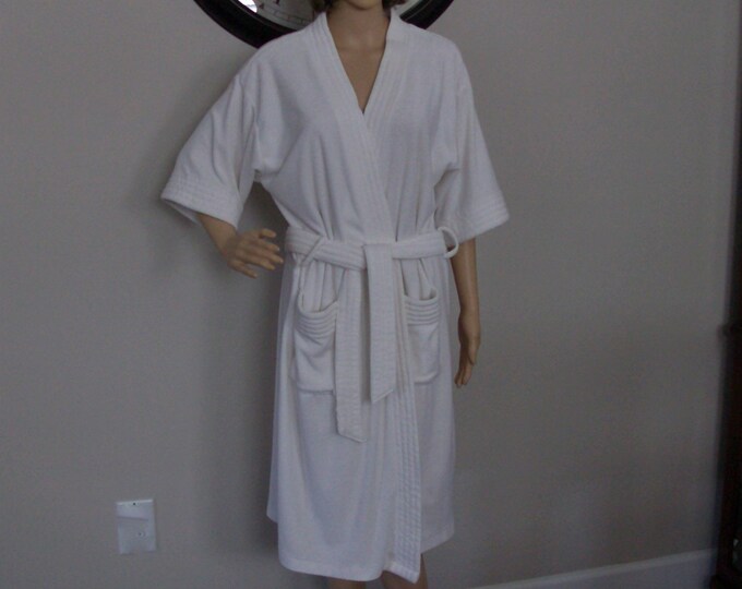 Laura Tyler Robe, Size Large, Ivory White Terry, 80/20 Cotton Poly ...