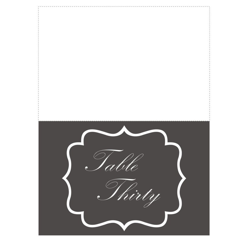 Printable Folding Card Table Numbers (1-30), Grey Background, White ...
