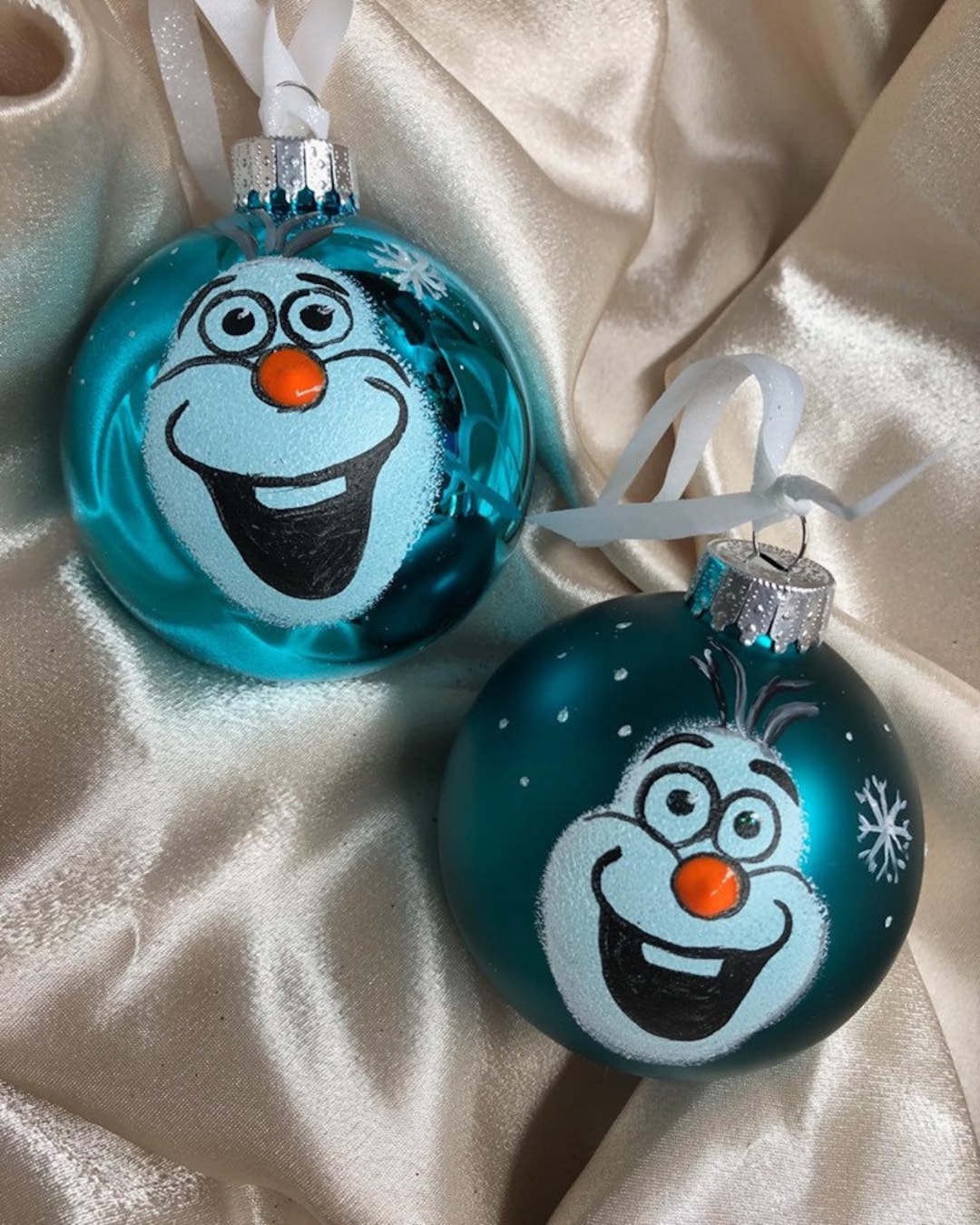 Hand Painted Olaf Glass Christmas Ornament - Etsy