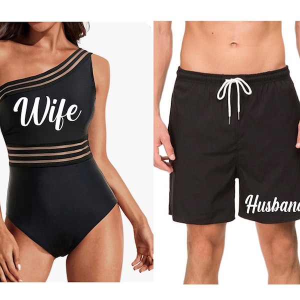 Matching Husband And Wife Swimsuits Etsy