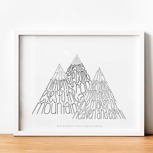 Mountain Bible Verse Wall Art Decor for Cabin, Psalm 121 Scripture Art ...