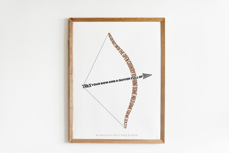 Bow and Arrow Scripture Art Print for Christian Hunter Gift, Bow and ...