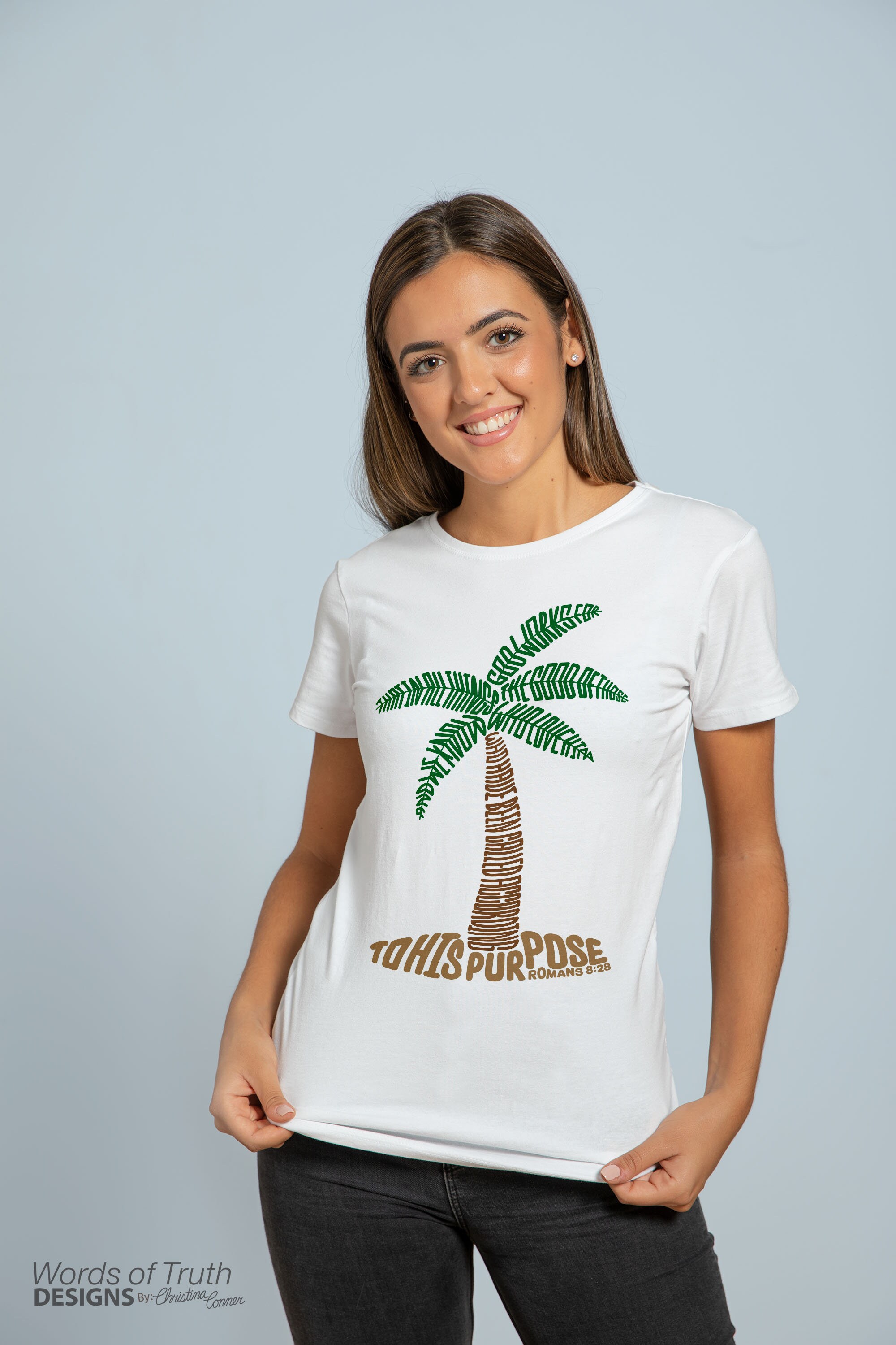 DIGITAL Palm Tree Christian Art Print, Romans 8:28 Scripture Word Art ...