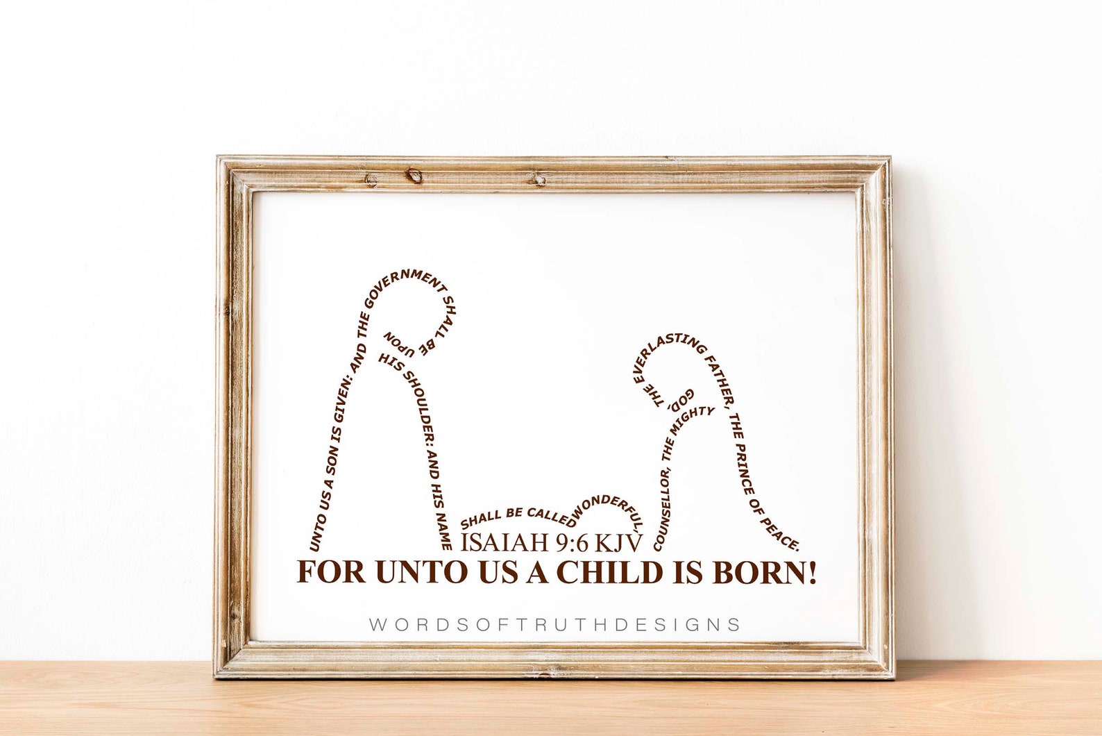 DIGITAL Holy Family Scripture Bible Verse Word Art Printable, Isaiah 9: ...