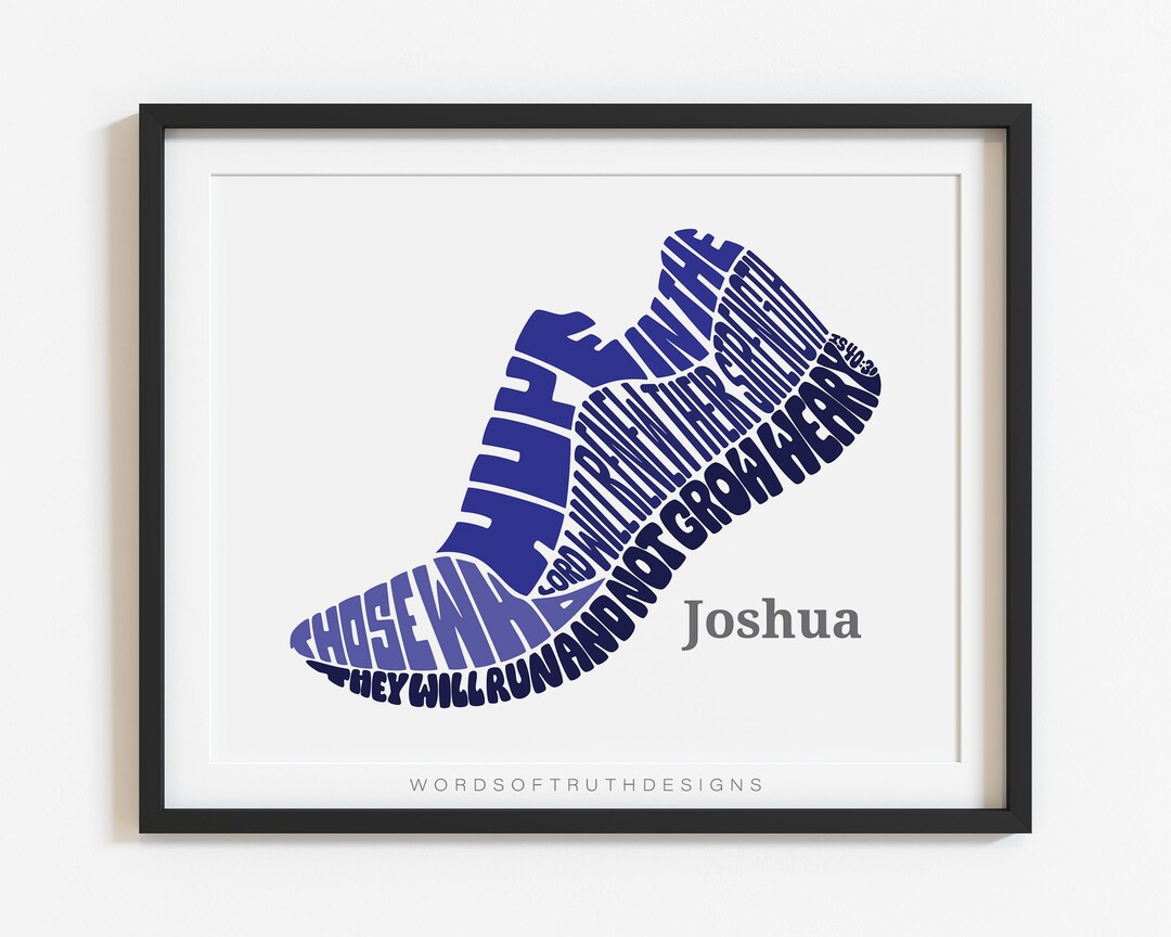 Running Shoe Scripture Art, Isaiah 40:31 Art Print, Personalized Runner ...