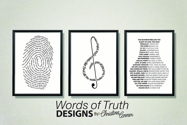 DIGITAL Bass Clef Music Scripture Bible Verse Word Art for | Etsy