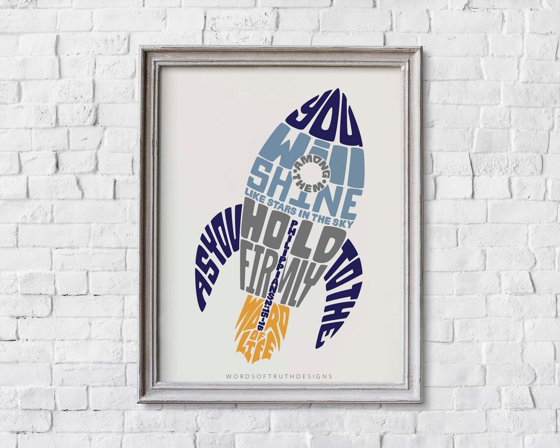 DIGITAL Rocket Scripture Wall Art Print, Philippians 2:15-16 Wall Art ...