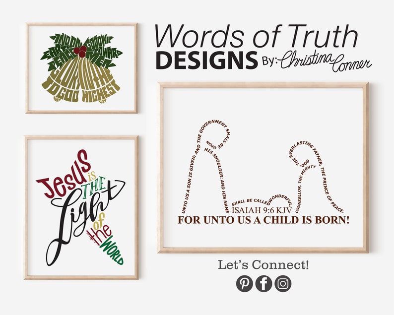 DIGITAL Holy Family Scripture Bible Verse Word Art Printable, Isaiah 9: ...