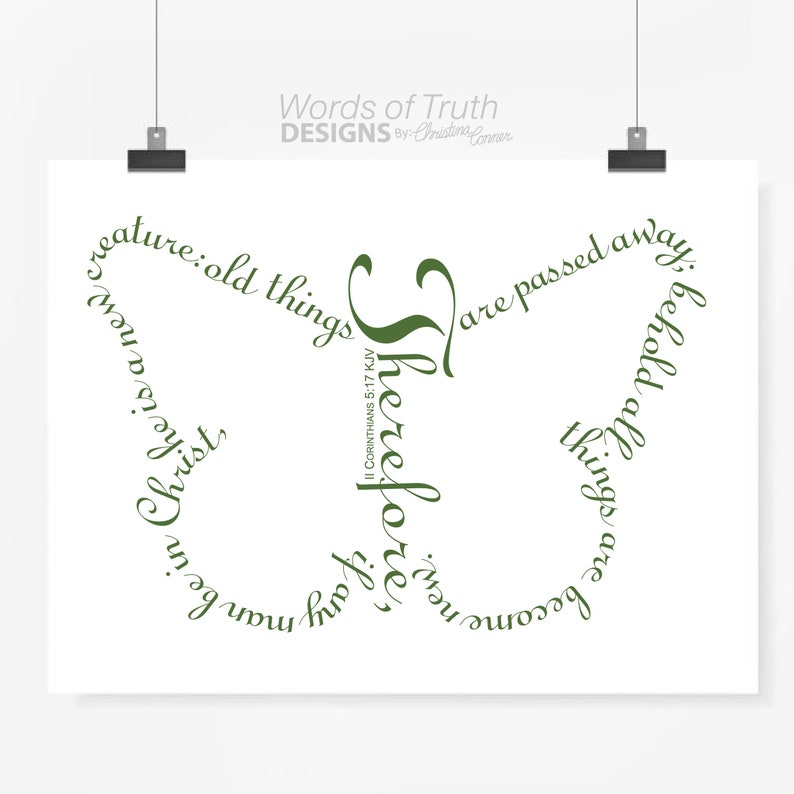 Butterfly Wall Art Decor 2 Corinthians 5:17 Scripture Bible | Etsy