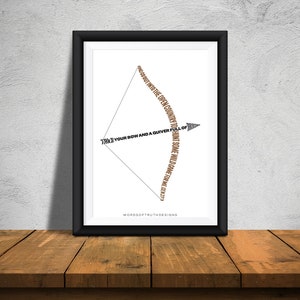 Bow and Arrow Scripture Art Print for Christian Hunter Gift, Bow and ...