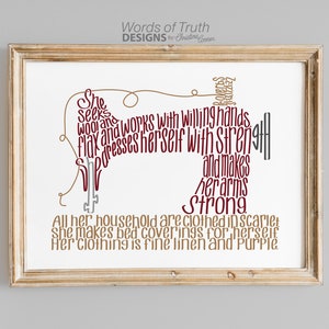 DIGITAL Craft Room Art Print, Sewing Machine Bible Verse Word Art ...