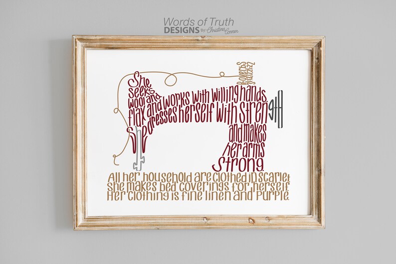 DIGITAL Craft Room Art Print, Sewing Machine Bible Verse Word Art ...