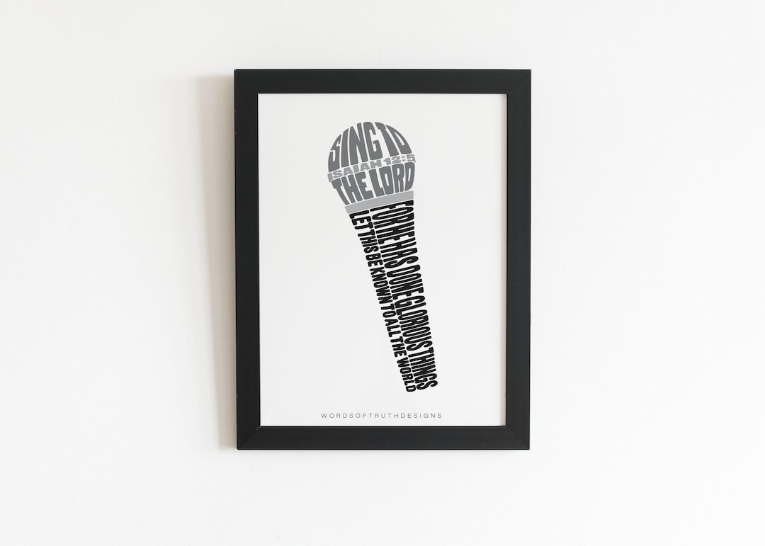 Microphone Scripture Wall Art Print, Isaiah 12:5 Sing to the Lord Bible ...