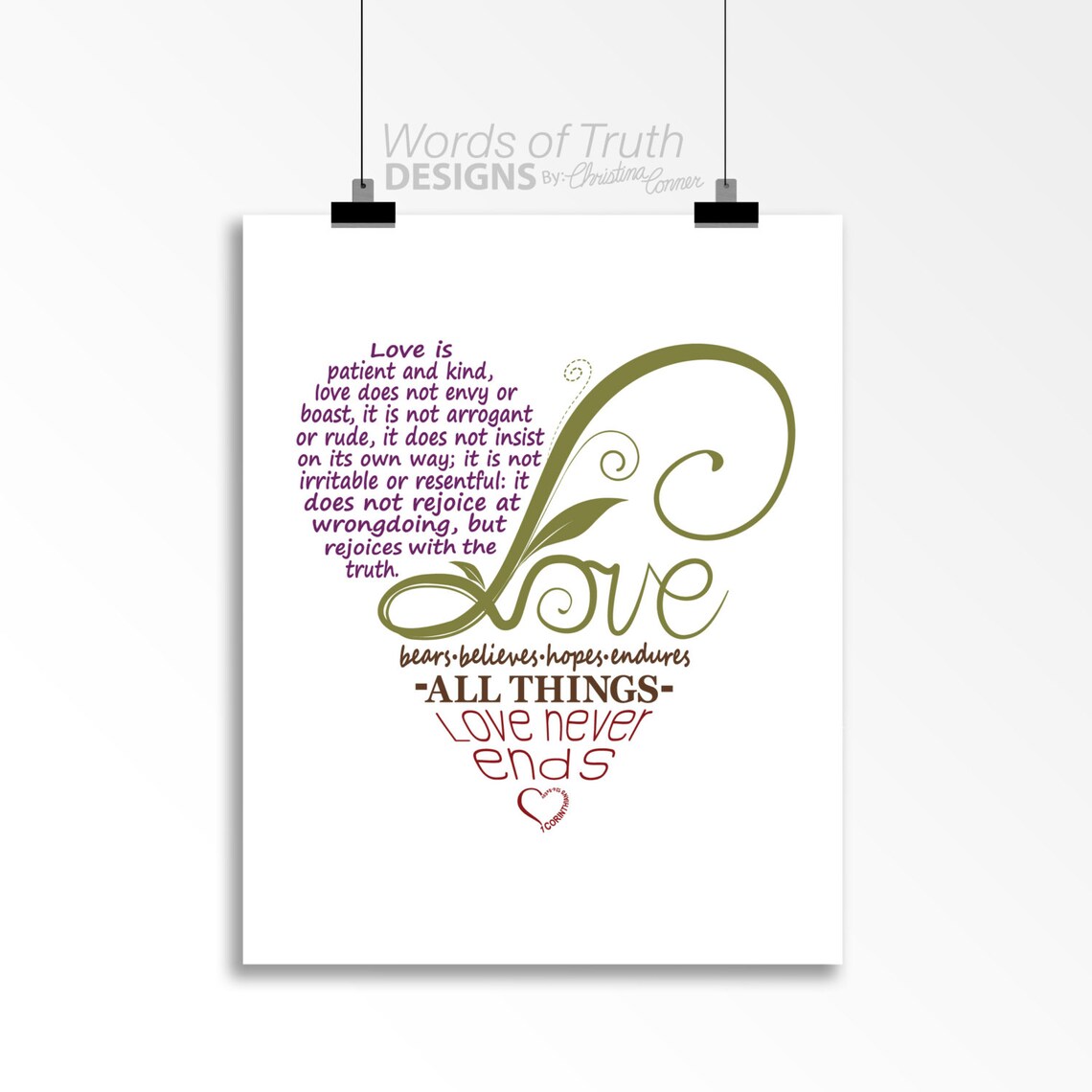 DIGITAL 1 Corinthians 13 Love is Patient Scripture Art Print - Etsy