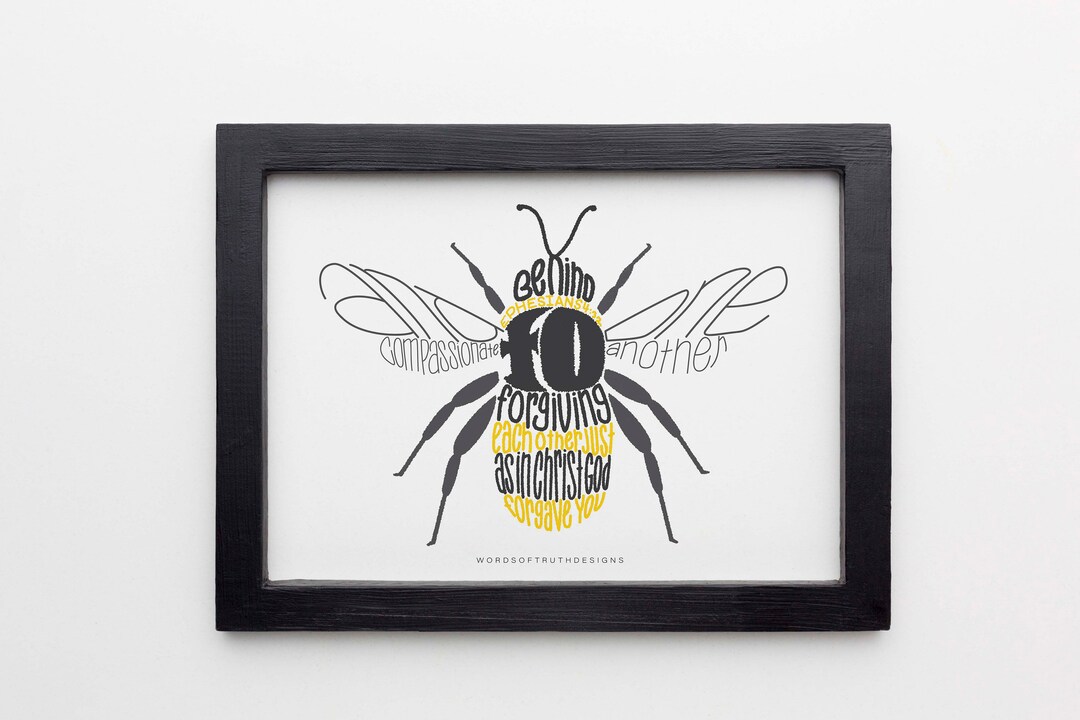 Ephesians 4:32 Bee Kind Print, Bee Wall Art Print, Scripture Bible ...