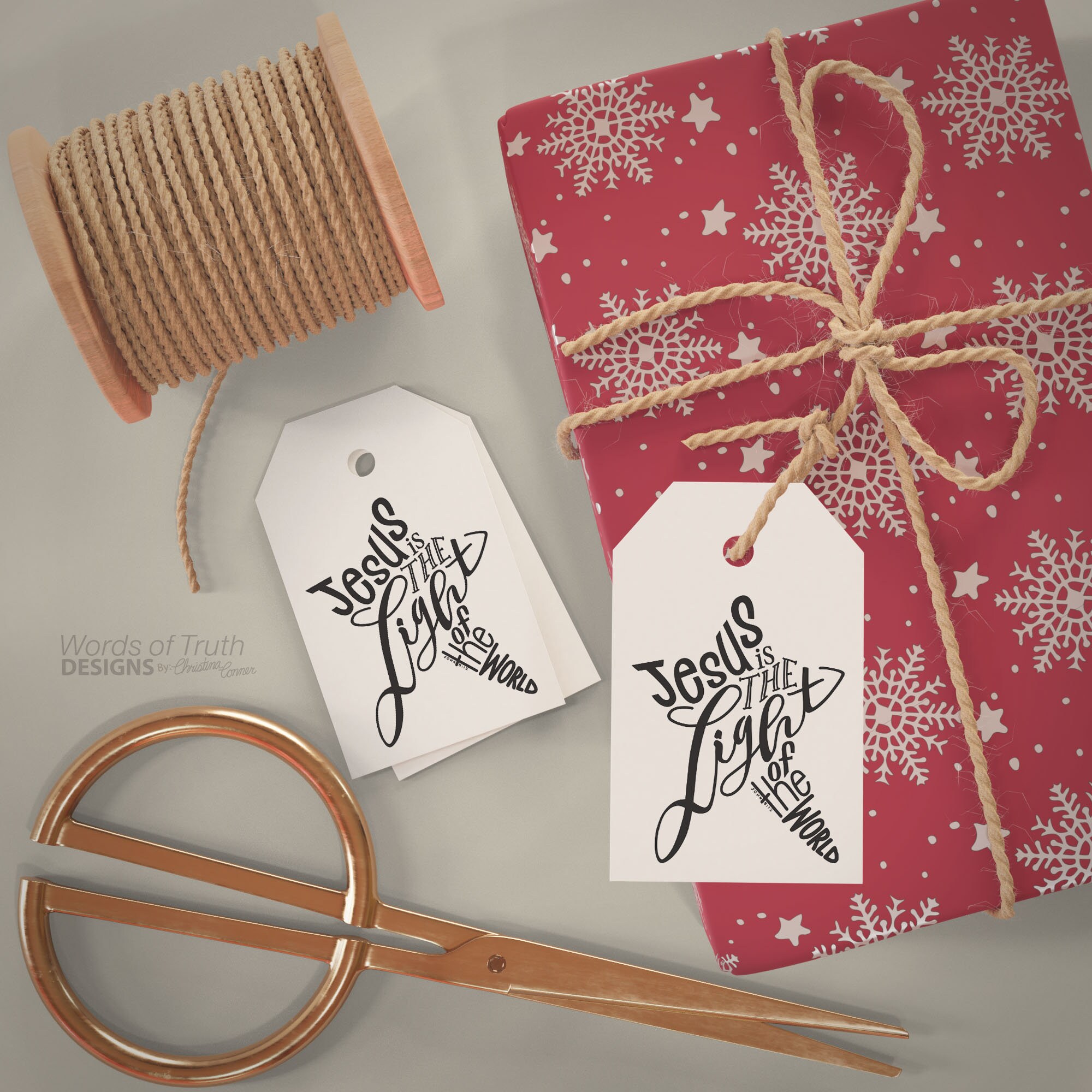 Personalized Christmas Gift Tags Printable With Star Scripture Word Art ...