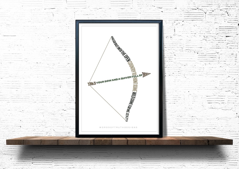 Bow and Arrow Scripture Art Print for Christian Hunter Gift, Bow and ...