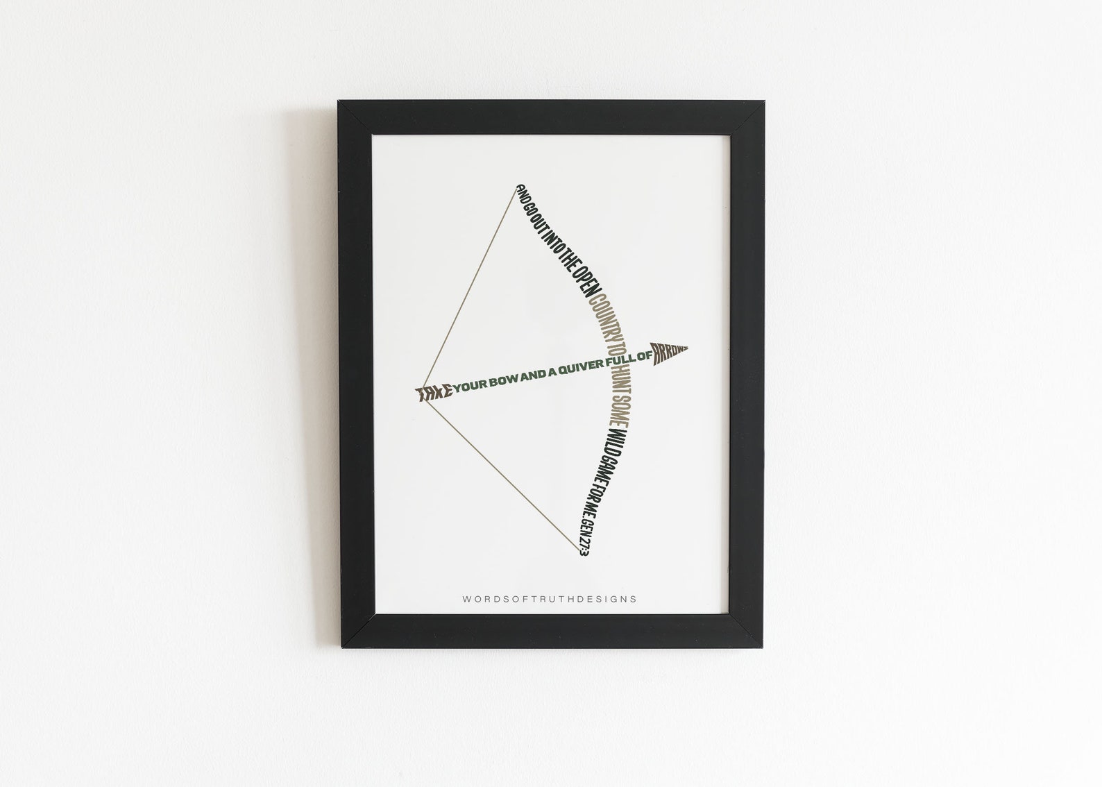 Bow and Arrow Scripture Art Print for Christian Hunter Gift, Bow and ...