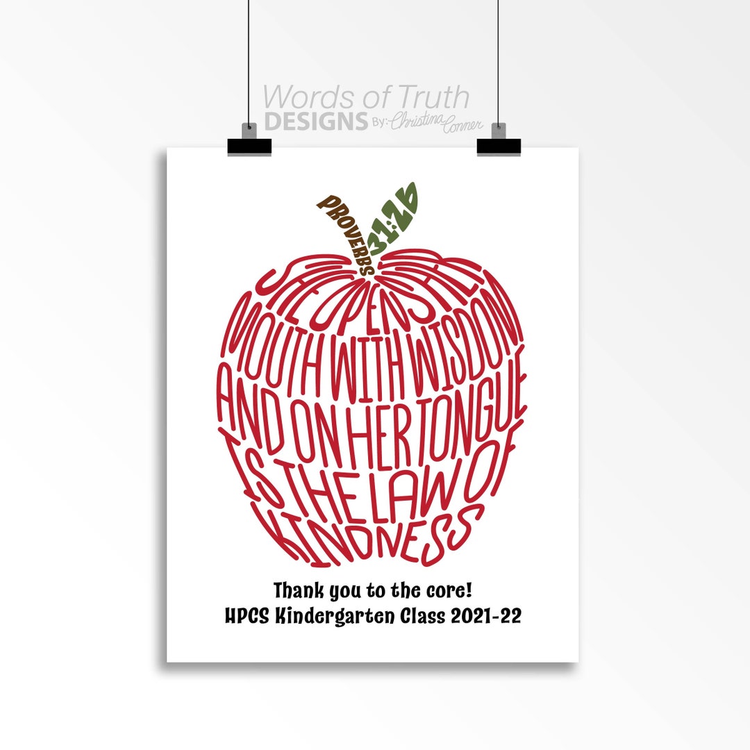 DIGITAL Proverbs 31 Christian Teacher Appreciation Printable Gift ...