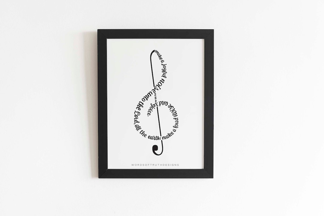 Psalm 98 Music Treble Clef Scripture Bible Verse Word Art, Music Lover ...