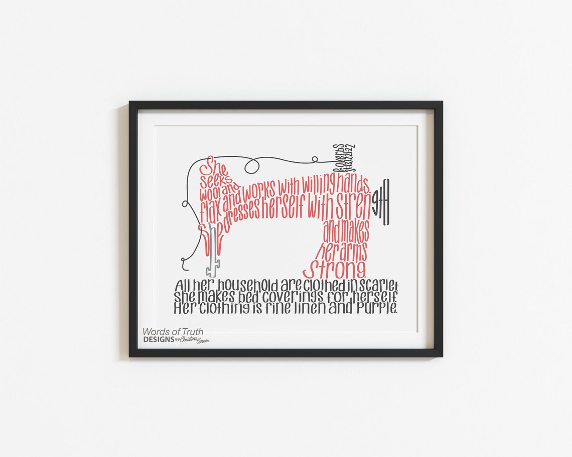 DIGITAL Craft Room Art Print Sewing Machine Bible Verse Word - Etsy