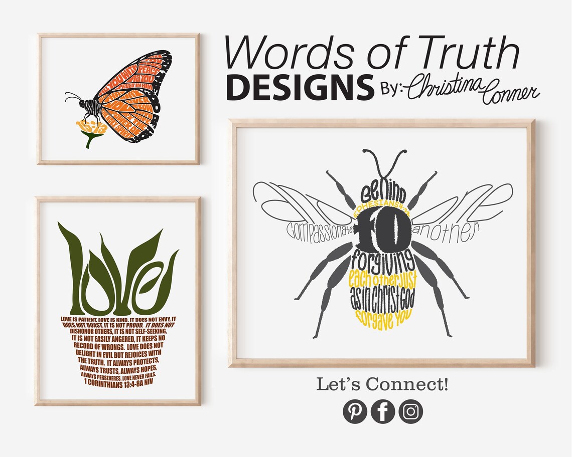DIGITAL Ephesians 4:32 Bee Kind Print, Bee Wall Art Print, Scripture ...