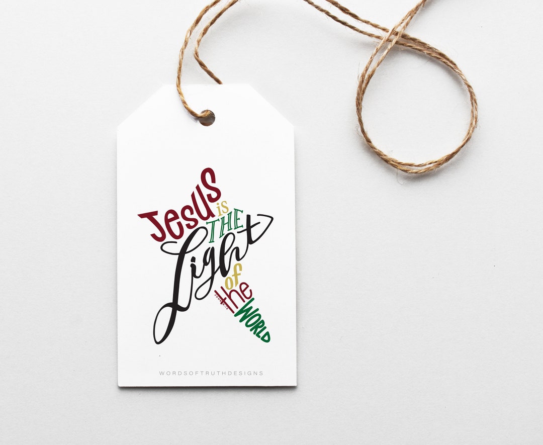 PRINTABLE Christmas Gift Tags With Star Scripture Word Art Featuring ...